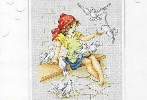 Набор для вышивки Luca-S Девочка с голубями
