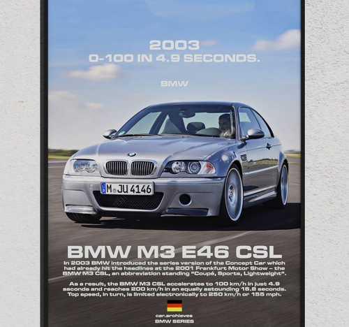 Постер с BMW M3 E46 CSL