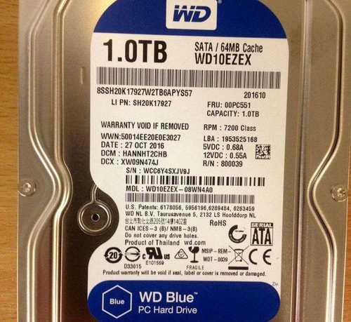 Жесткий диск hdd 1 тб wd blue + ssd kingston 60gb