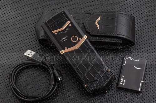 Vertu S Design Black Gold натуральный крокодил