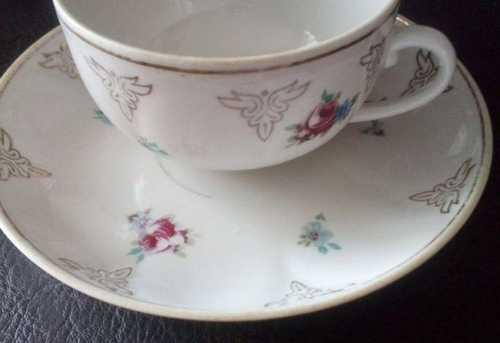 Чайница, фарфоровая чашка с блюдцем Дулево и др