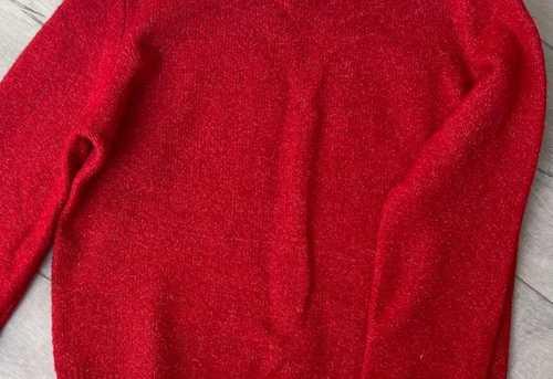 Женский красный свитер с кружевным воротником