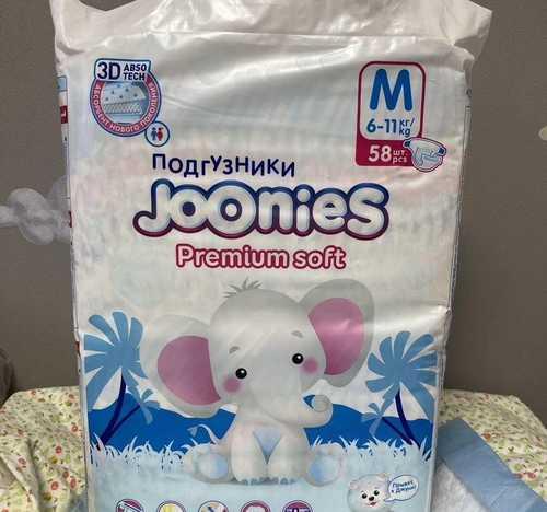 Подгузники joonies premium soft М новые