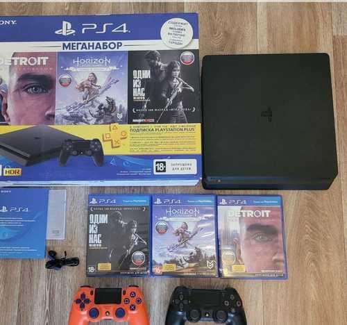 Sony playstation 4 slim 1tb 2 геймпада с играми VR