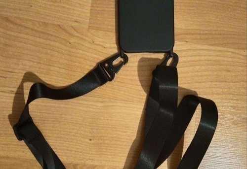 Чехол на iPhone 12 pro max черный со шнурком