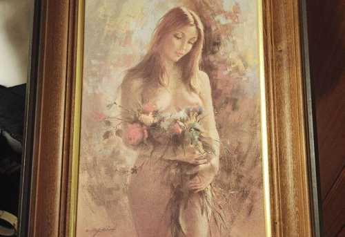 Картина репродукция Карло Паризи Девушка с цветами