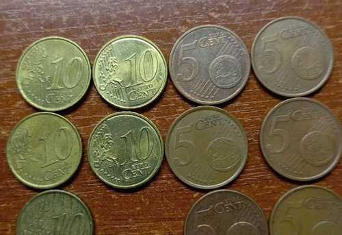Монеты евро центы(5 и 10)