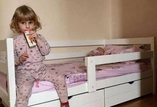 Детская кровать с ящиками / деревянная кровать