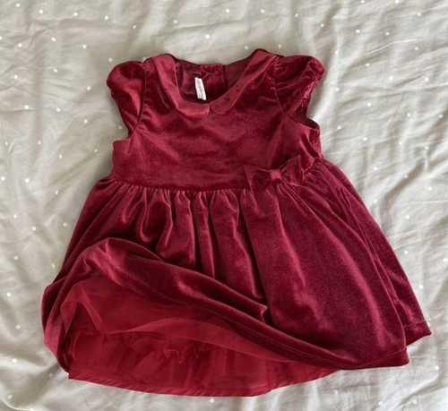 Платье бархатное вишневое для девочки 74 hm