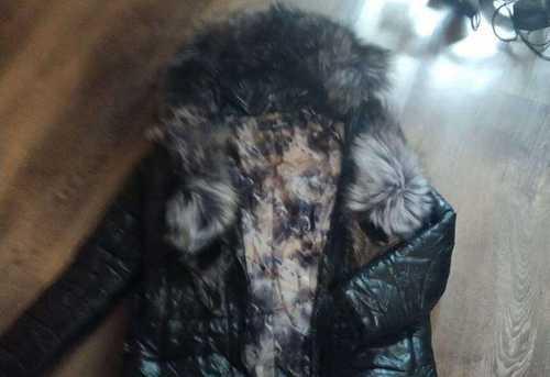 Куртка женская зимняя кожаная с чернобуркой