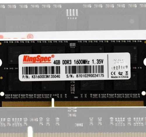 Оперативная память kingspec KS1600D3N13504G DDR3L - 1x 4гб 1600мгц, для ноутбуков (SO-dimm), Ret KS1