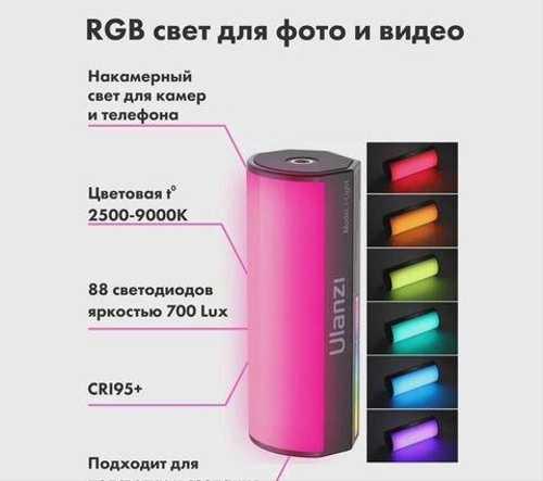 Видеосвет Ulanzi i-Light RGB, лампа светодиодная д