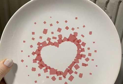 Тарелка икеа с сердцем день валентина