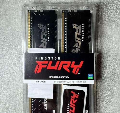 Оперативная память Kingston fury Beast Black 16 гб