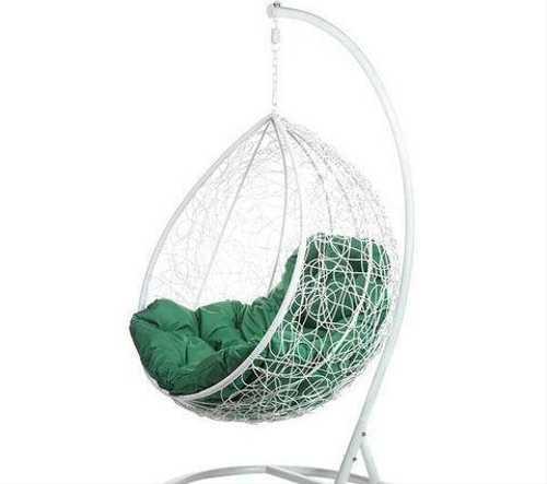 Подвесное кресло "Tropica white", зеленая подушка