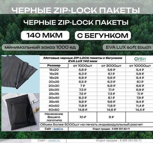 ZIP lock пакеты матовые черные для WB