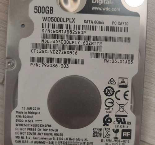 HDD 2.5 500 гб WD Black для ноутбука