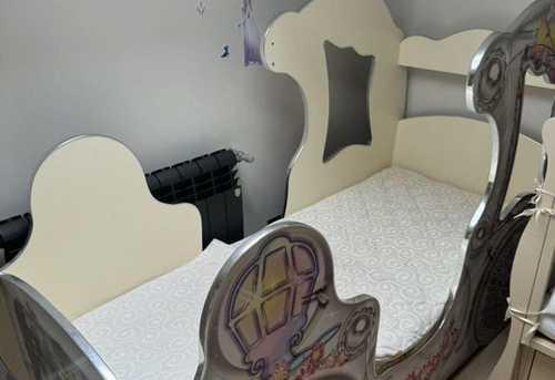 Детская кровать карета новая с матрасом
