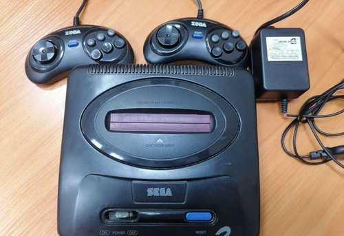 Приставка Sega Mega Drive 2 и 10 картриджей