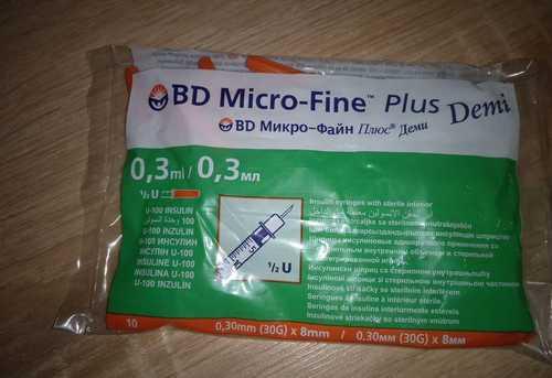 Шприцы Инсулиновые 0.3 BD Micro-Fine Plus Demi