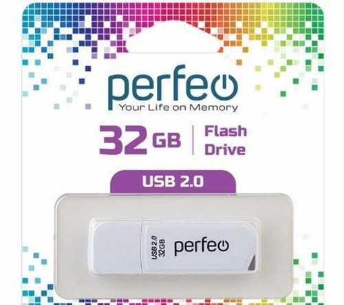 Флешка 32Gb USB 2.0 Perfeo C10, белый PF-C10W032