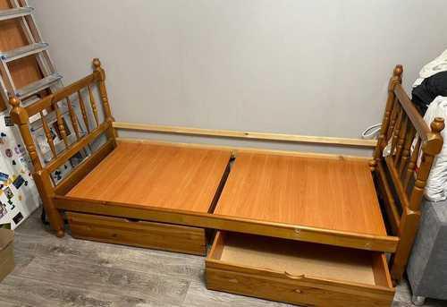 Резная деревянная кровать с матрасом икеа - 2 шт