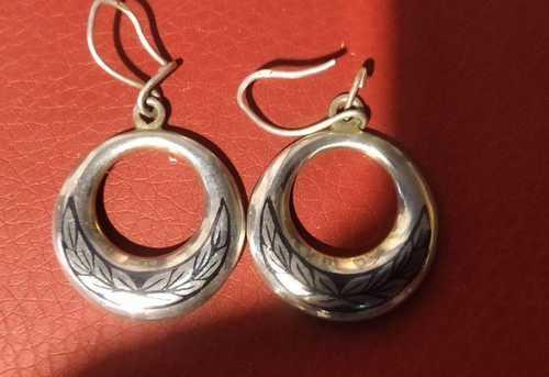 Серебряные серьги СССР 875 пробы