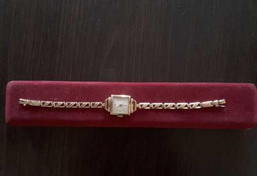 Золотые часы женские Луч СССР с браслетом