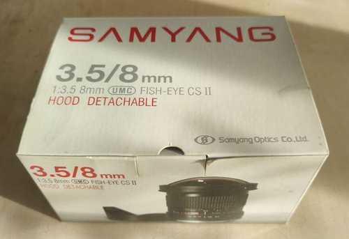 Samyang 3.5/8mm fish-eye. Canon