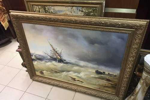 Картина маслом на холсте буря Сергеев