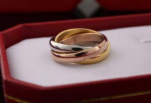 Золотое кольцо cartier trinity 585 п