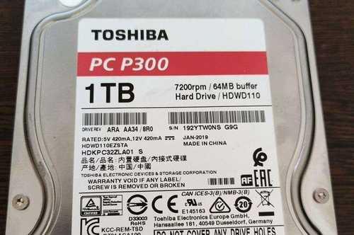 Новый жесткий диск Toshiba 1тб P300 hdwd110ezsta