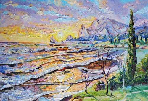 Картина Закат море Ялта Крым пейзаж морской Симеиз