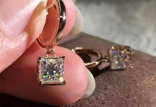 Серьги сверкающие квадраты
