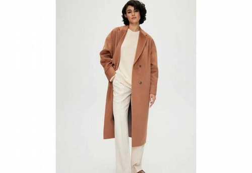 Пальто женское шерстяное демисезонное коричневое