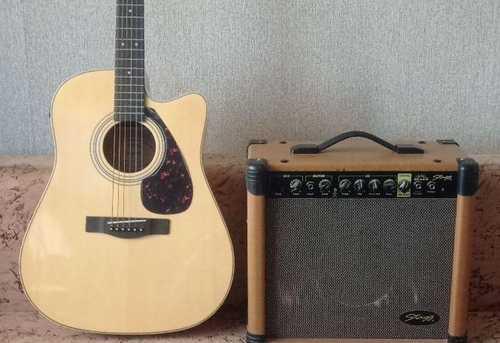 Полуакустическая гитара Yamaha FX-370 с комбиком