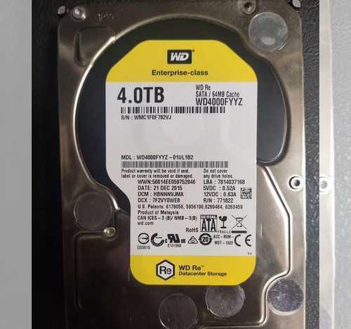 HDD WD Enterprise 4 Тб меленький пробег, не китай