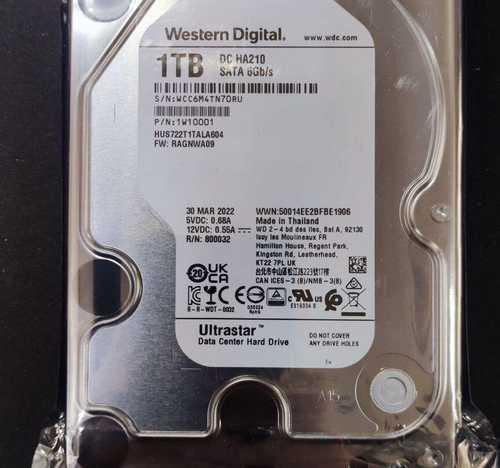 Новый HDD WD Ultrastar 1Tb