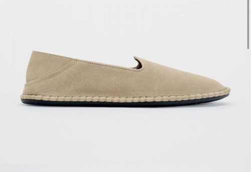 Туфли на плоской подошве из натуральной кожи Zara