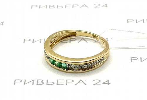 Золотое кольцо с бриллиантами и изумрудами 585 про