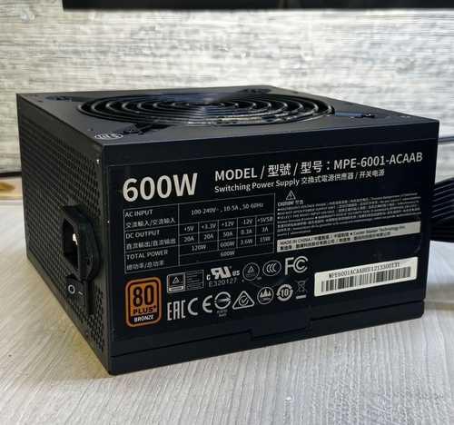 Блок питания cooler master mwe 600W Bronze