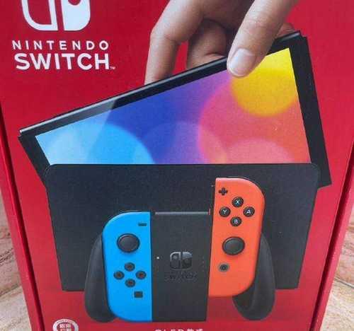 Nintendo Switch Oled Neon + Чип + Игры