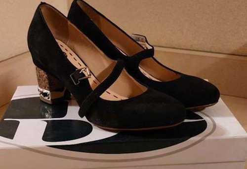 Туфли женские/для девочек, р-р 36, чёрные замшевые
