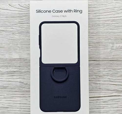 Чехол Silicone Case with Ring для Z Flip5 синий