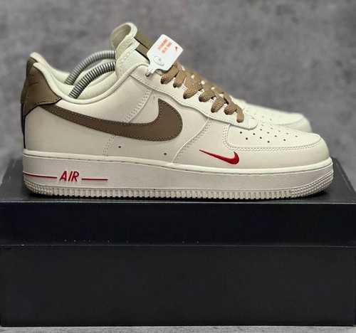 Кроссовки Nike Air Force 1 White Brown (Арт.26218)