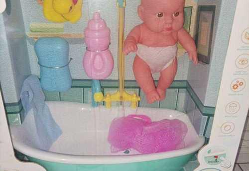 Пупс кукла с ванной на батарейках