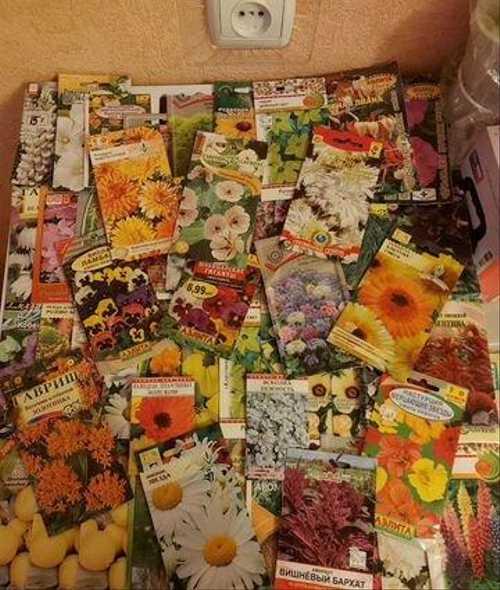 Семена 58 пакетиков и книга о цветах