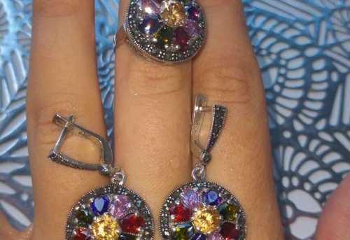 Набор ювелирных украшений кольцо серьги