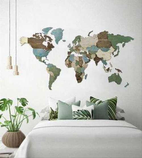Карта мира из дерева (Multicolor)