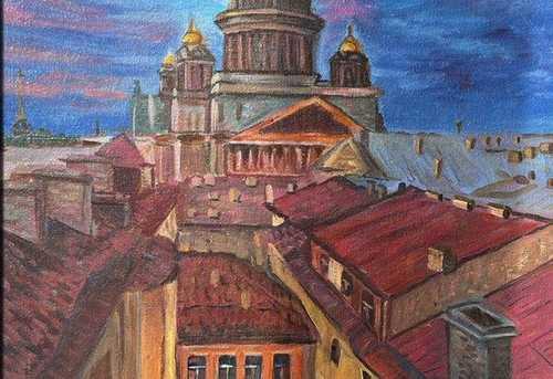 Картина, масло. "Крыши Санкт - Петербург"